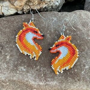 DoubleACreations | Jewelry | Red Fox Beaded Earrings New Handmade By Me ...